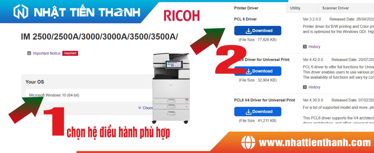 Driver Máy Photocopy Ricoh IM2500-IM3000-IM3500 I Hướng dẫn download và cài đặt nhanh chóng