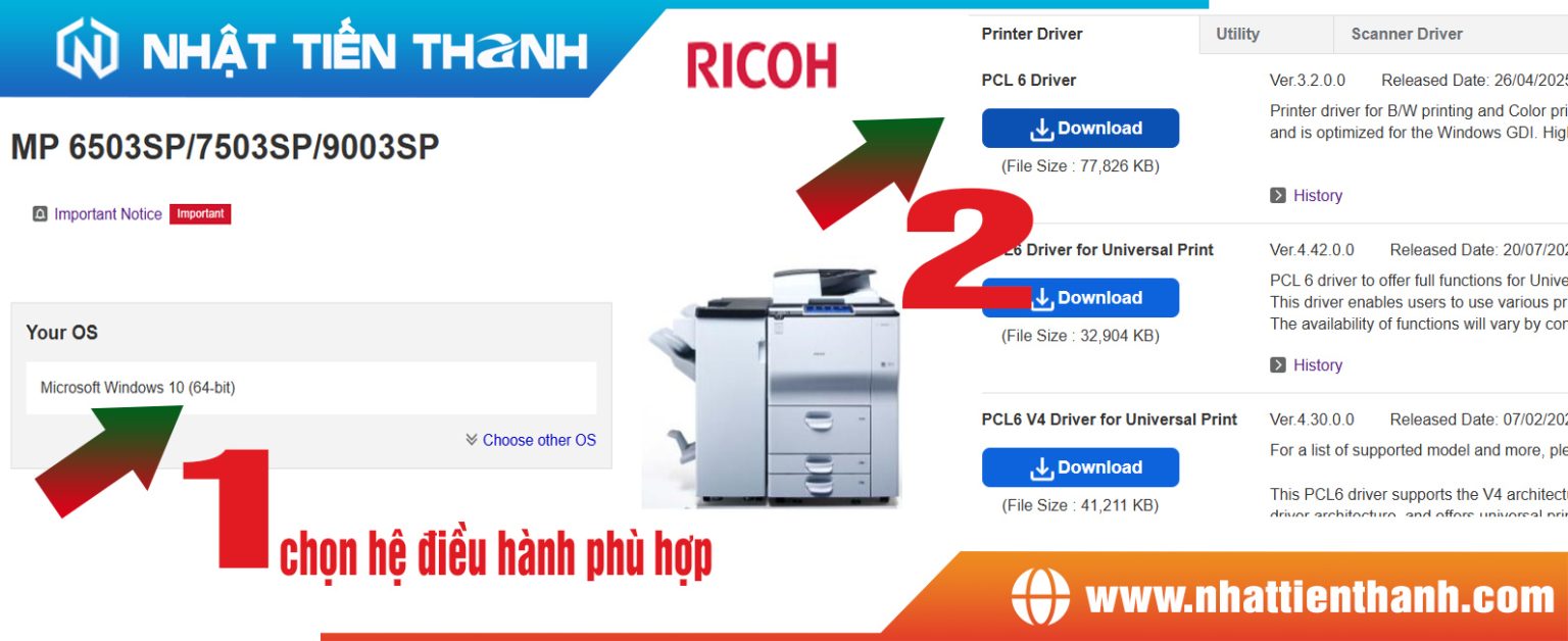 Driver Máy Photocopy Ricoh MP6503-MP7503-MP9003 I Hướng dẫn download và ...